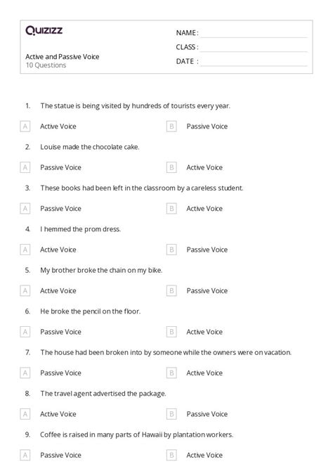 Active Passive Voice Exercise 5 Skoolon Worksheets Library