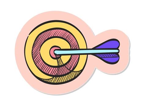 Ícone de alvo de seta desenhado à mão em ilustração vetorial de estilo