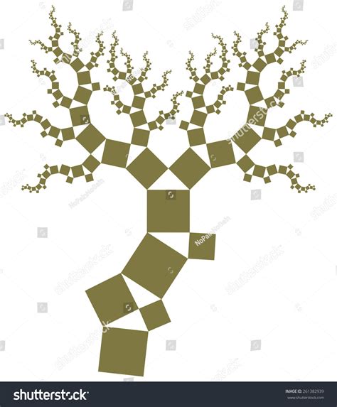 Vector Illustration Pythagoras Tree Pythagorean Theorem Stock Vector