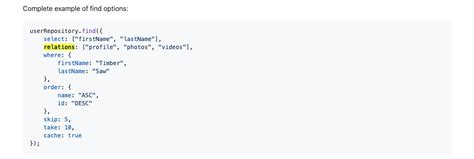 typescript how to make typeorm find query and realtions together stack overflow