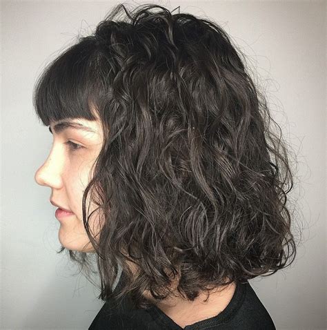 Loosely Curled Perm Bob With Straight Bangs WomensHairstylesGrey
