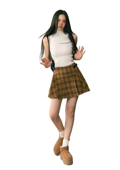 Lldc Retro Leather Buckle Plaid Pleated Mini Skirt Laluneduciel