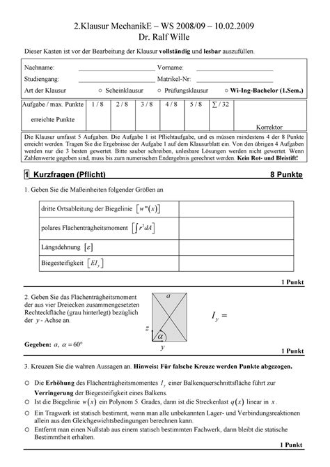 Pruefung Februar Fragen Und Antworten Pdf Mechanike Ws