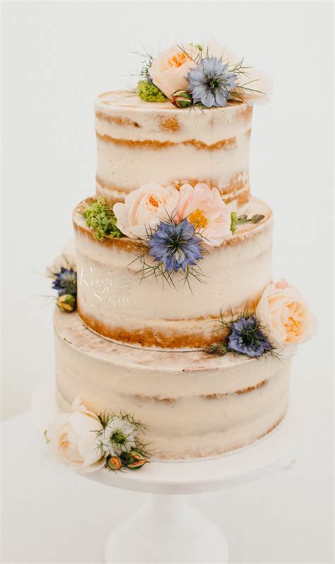 Semi Naked Pale Apricot Wedding Cake Rosie Shaw Cake Company Bristol