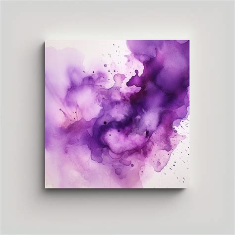 Cuadro Decorativo Manchas Acuarela P Rpura Violeta Lila Beige Indigo