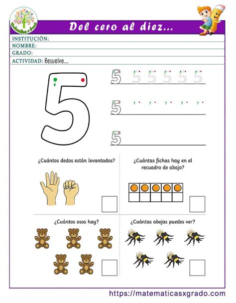 Cuadernillo con actividades con números del 1 al 10