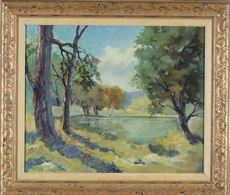 OIDENTIFIERAD KONSTNÄR Autumn landscape with lake oil on canvas