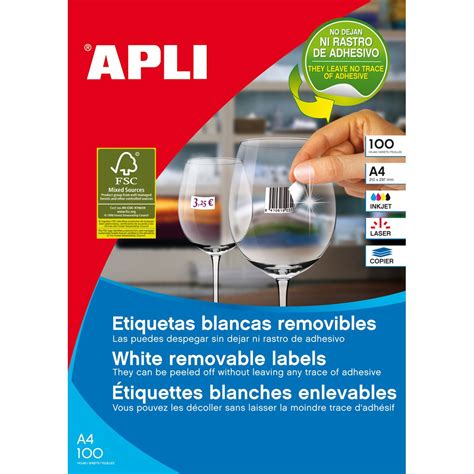 Comprar APLI Etiquetas Adhesivas Blancas Removibles A4 Baratas