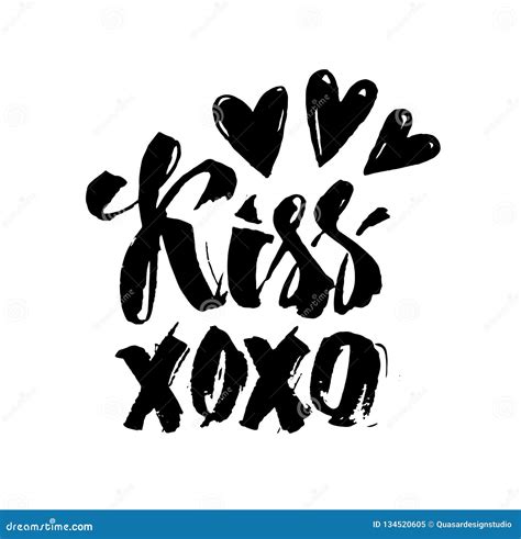 Xoxo Text And Hearts Lettering Text Stock Vector Illustration Of