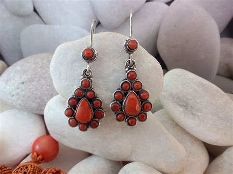 Tibetan Sterling Silver And Coral Ethnic Earrings Eur