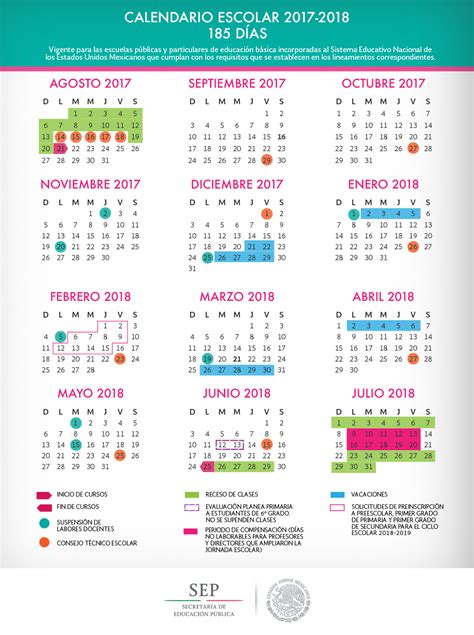 Calendario Escolar para el Ciclo Escolar 2017 2018 Secretaría de