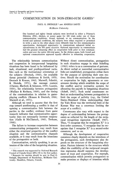 pdf communication in non zero sum games