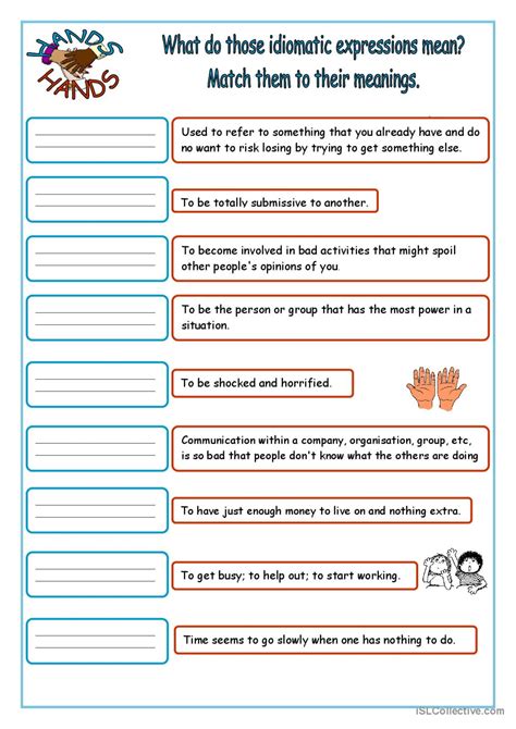 Idiomatic Expressions English ESL Worksheets Pdf Doc