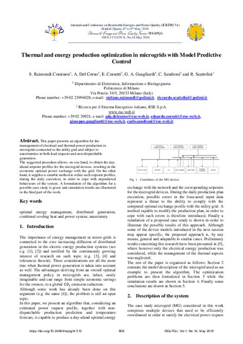 pdf thermal and energy production optimization in microgrids with model predictive control