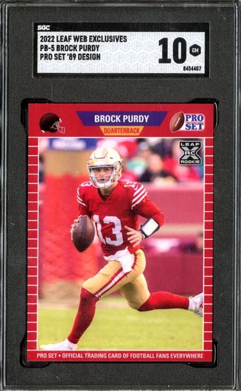 Brock Purdy Rookie Card 2022 NFL Pro Set SGC Graded 10 San Francisco