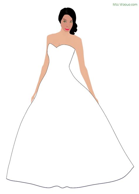 Dibujo Para Colorear De Una Miss Y Su Vestido Para Imprimir Y Colorear