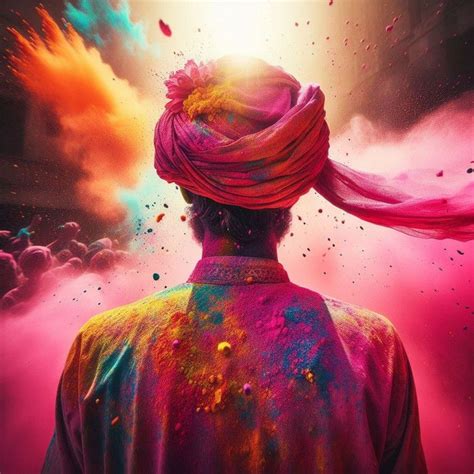 Happy Holi Indian Color Festival Greetings With Bokeh Effect Photo