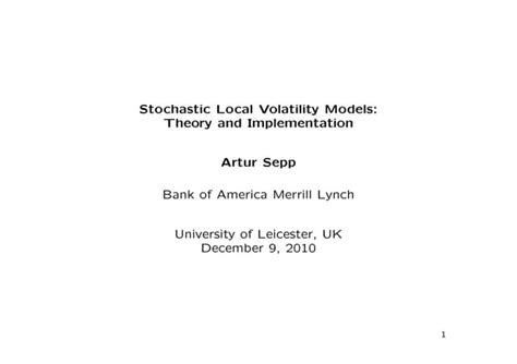 stochastic local volatility models theory and implementation ppt