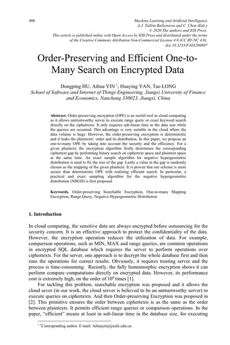 pdf order preserving and efficient one to many search on encrypted data