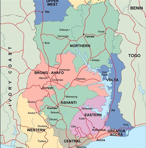 Ghana Political Map Vector Eps Maps Eps Illustrator Map Vector Maps