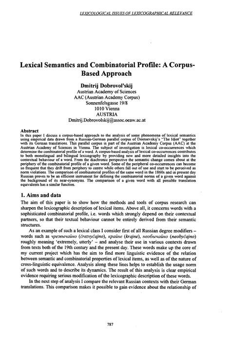 pdf lexical semantics and combinatorial profile a corpus based approach