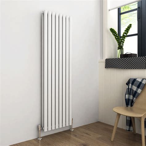 Elegant X Mm Vertical Column Radiator White Oval Double Panel