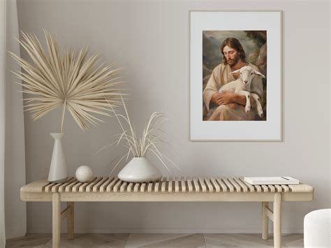 Jesus And The Lost Sheep Bible Painting Jesus Wall Art Etsy