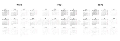 Calend rio 2019 2020 E 2021 Molde Simples Ilustração do Vetor