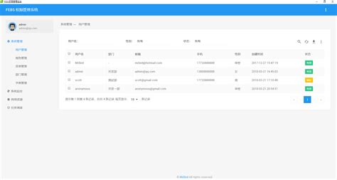 基于spring boot和shiro的后台管理系统febs mrbird