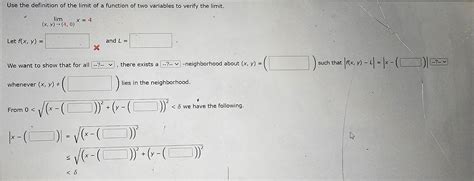 solved use the definition of the limit of a function of two