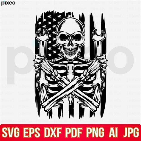 US Patriotic Mechanic Svg Mechanic Svg Mechanic Skull Svg Eagle Svg