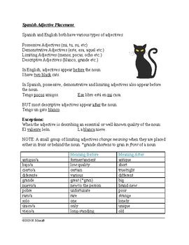 Spanish Adjective Placement Adjectives That Change Meaning With Placement