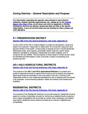 Fillable Online Zoning Districts General Description And Purpose Fax