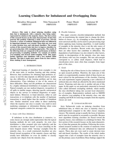 pdf learning classifiers for imbalanced and overlapping data