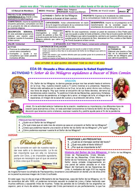 Oración al Señor de los Milagros Pide su ayuda y protección divina