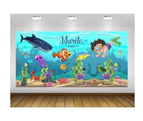 Painel Mergulhador Fundo Do Mar X M Impress O Lona