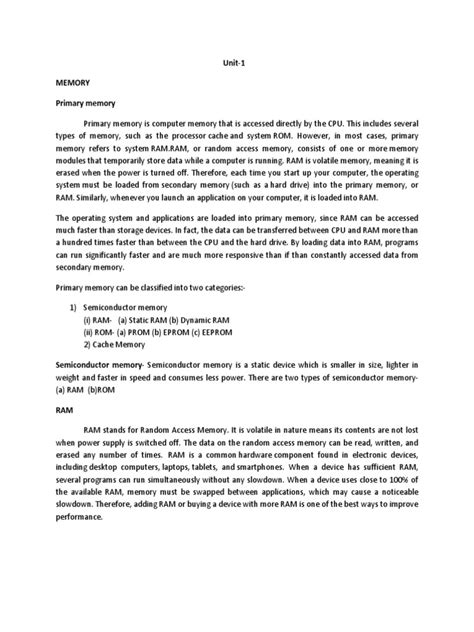 memory unit 1 download free pdf random access memory computer data storage