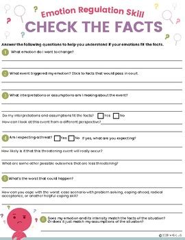 Dbt Check The Facts Worksheet Emotion Regulation Skills Dbt Skills
