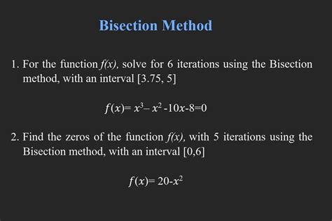 solved bisection method 1 for the function f x solve for
