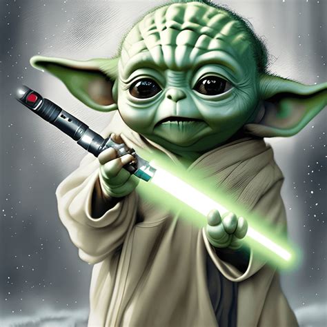 Baby Yoda Holding Lightsaber By Greg Rutkowski Creative Fabrica