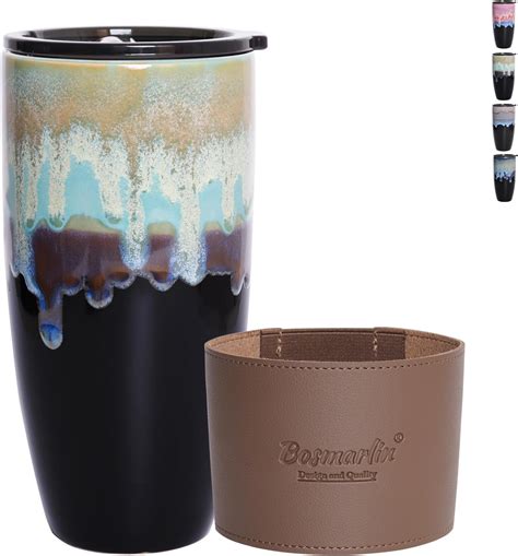 Amazon Bosmarlin Ceramic Travel Coffeel Mug With Lid 21 Oz