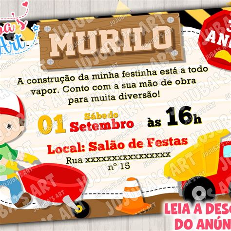 Convite Impresso Aniversário Construtor 10x15 Envelope Elo7