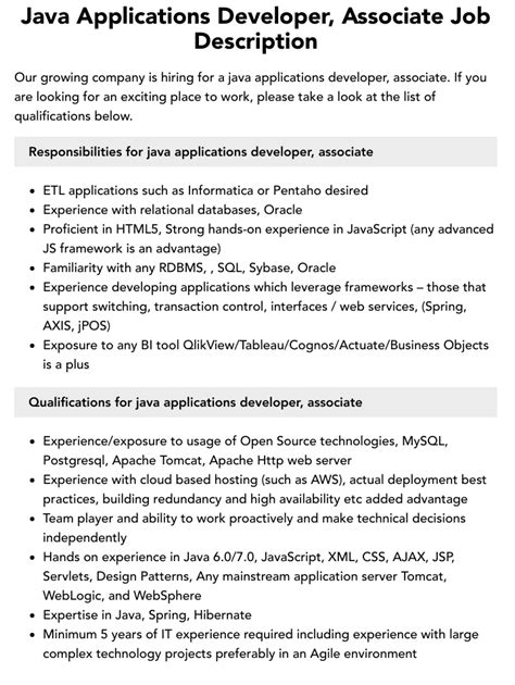java applications developer associate job description velvet jobs
