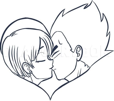 How To Draw Bulma And Vegeta Kissing Dragon Ball Z Step By Step