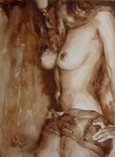 Original Aquarell Zeichnung Akt Erotic Art Watercolour Nude Nu