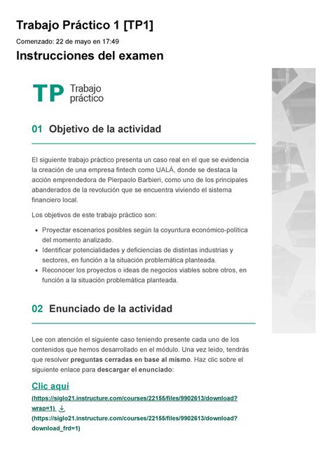 Examen Trabajo Pr Ctico Tp Trabajo Pr Ctico Tp Comenzado