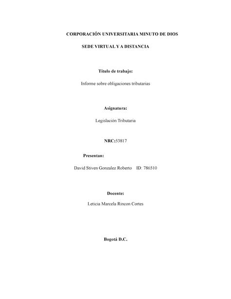 Actividad Legislacion Tributaria Corporaci N Universitaria Minuto