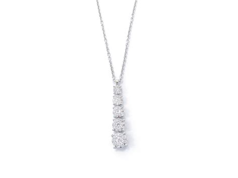 Catenina E Pendente In Oro Bianco Con Diamanti Asta Gioielli E