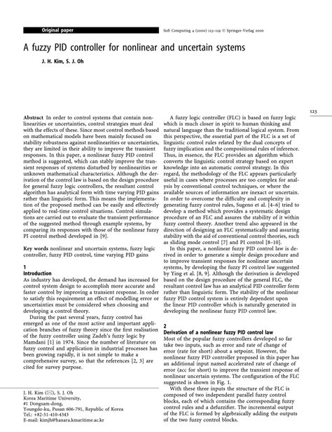 pdf a fuzzy pid controller for nonlinear and uncertain systems