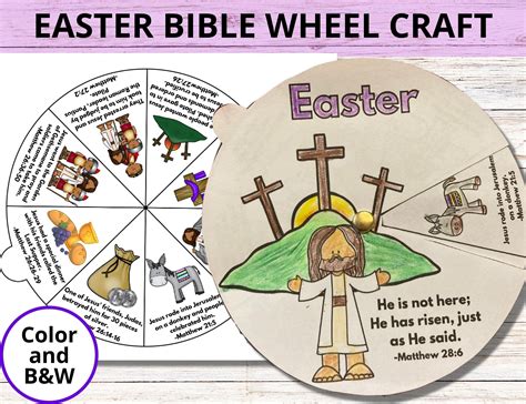 Easter Sunday School Craft Easter Bible Story Coloring Wheel Etsy UK